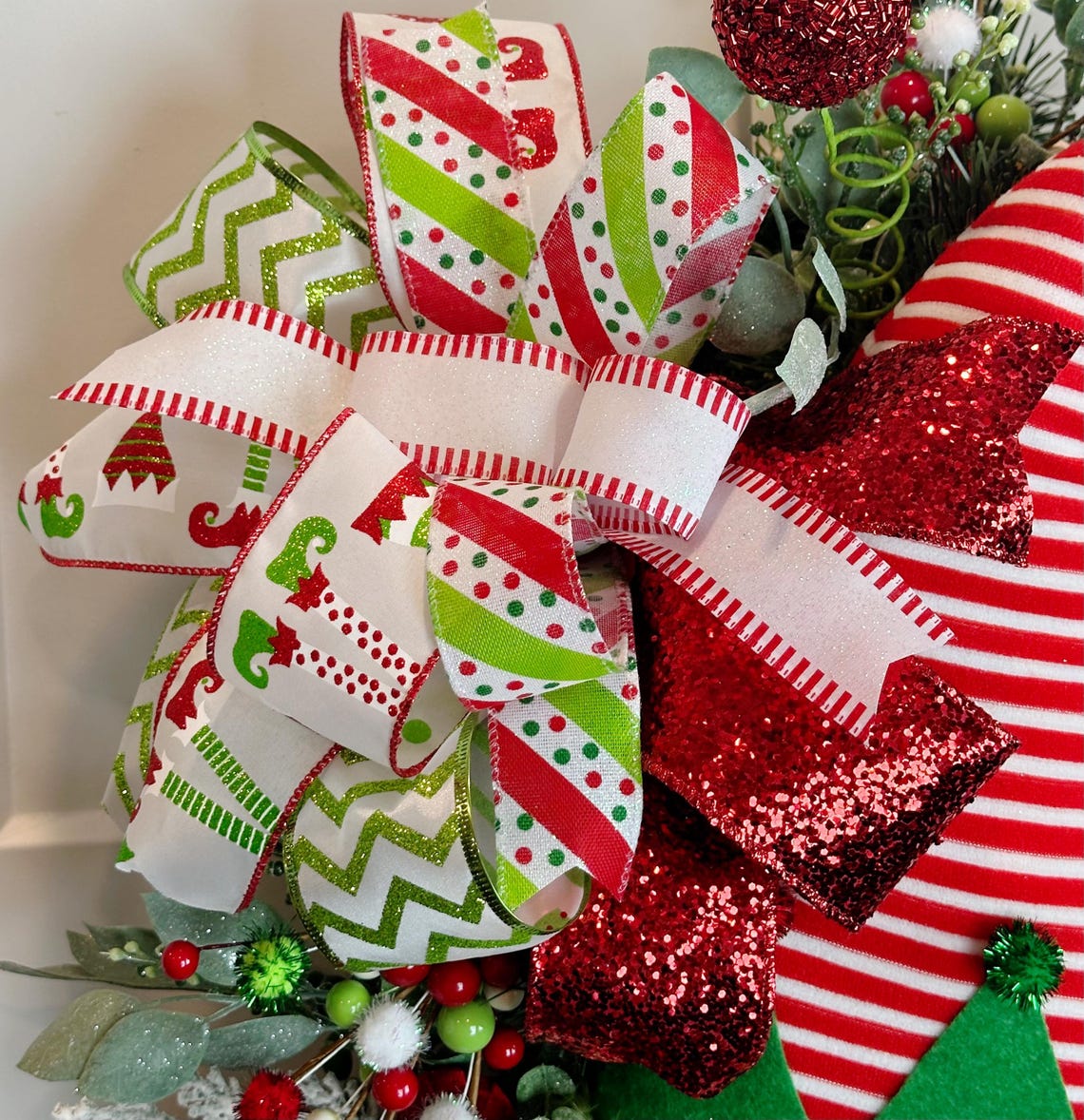 Large Christmas Elf Door Swag, Whimsical Elf Holiday Decor, Christmas ...