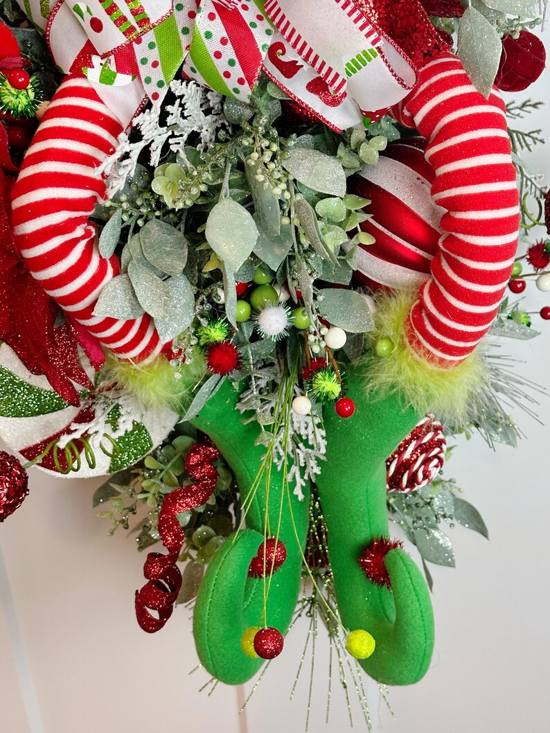 Large Christmas Elf Door Swag, Whimsical Elf Holiday Decor, Christmas ...