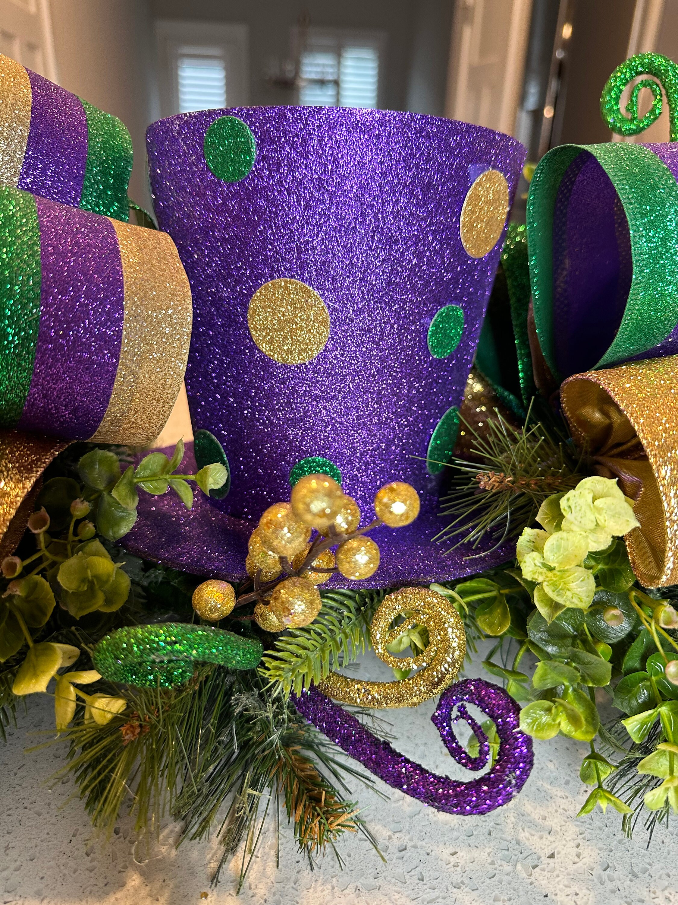 Mardi Gras Centerpiece, Mardi Gras Decorations, Fat Tuesday, Top Hat ...
