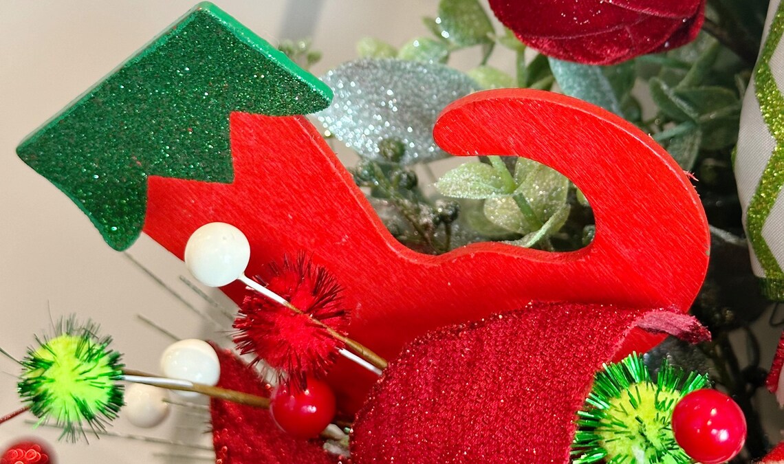 Large Christmas Elf Door Swag, Whimsical Elf Holiday Decor, Christmas ...