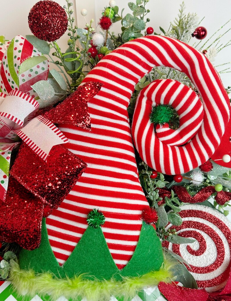 Large Christmas Elf Door Swag, Whimsical Elf Holiday Decor, Christmas ...