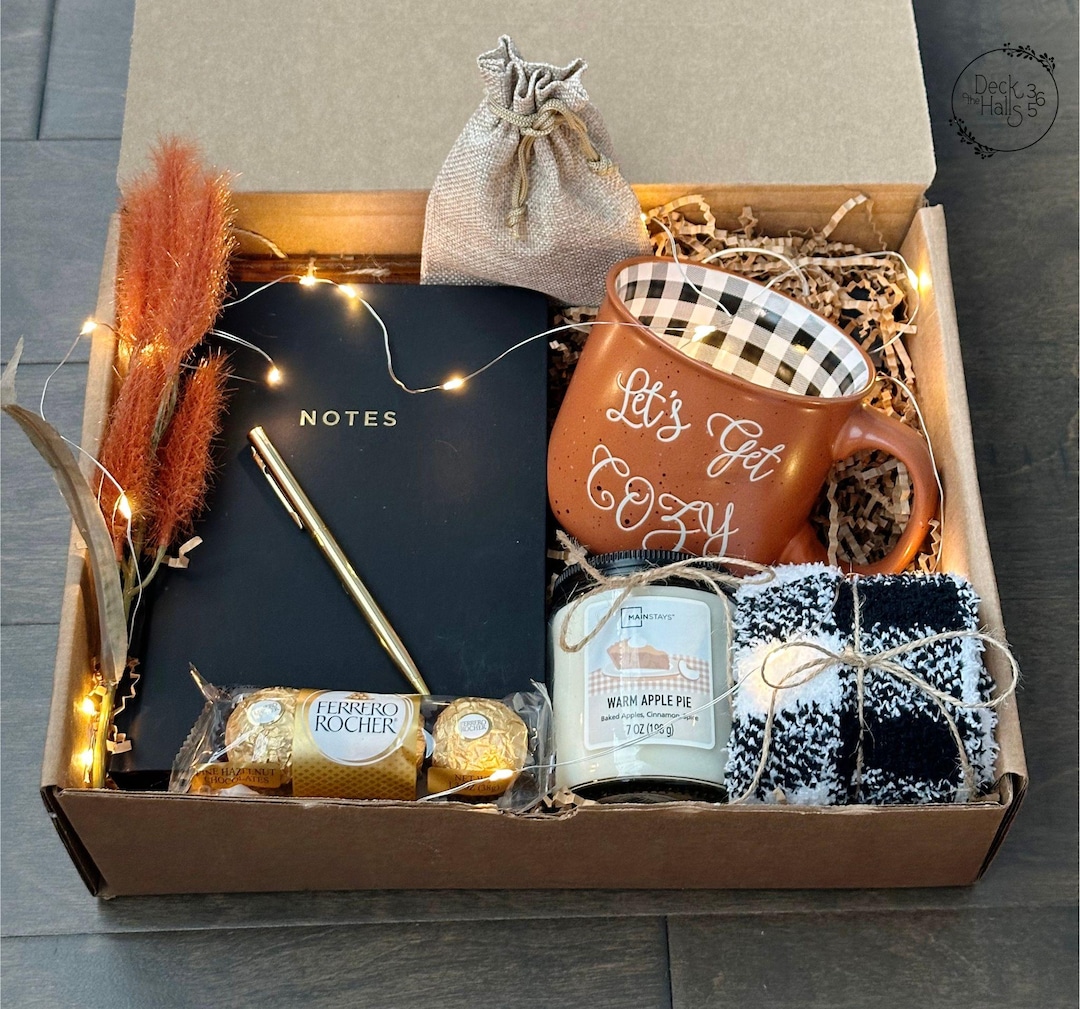 Warm and Cozy Fall Gifts, Fall Birthday Gift Box, Fall Cozy Basket ...