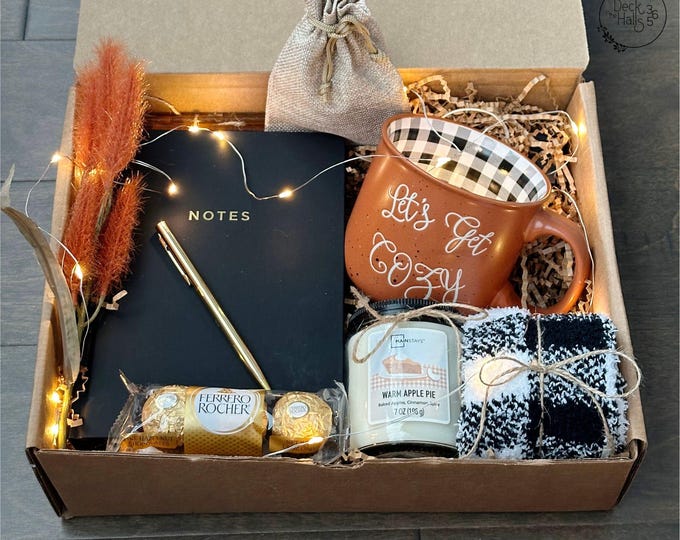 Warm and Cozy Fall Gifts, Fall Birthday Gift Box, Fall Cozy Basket ...