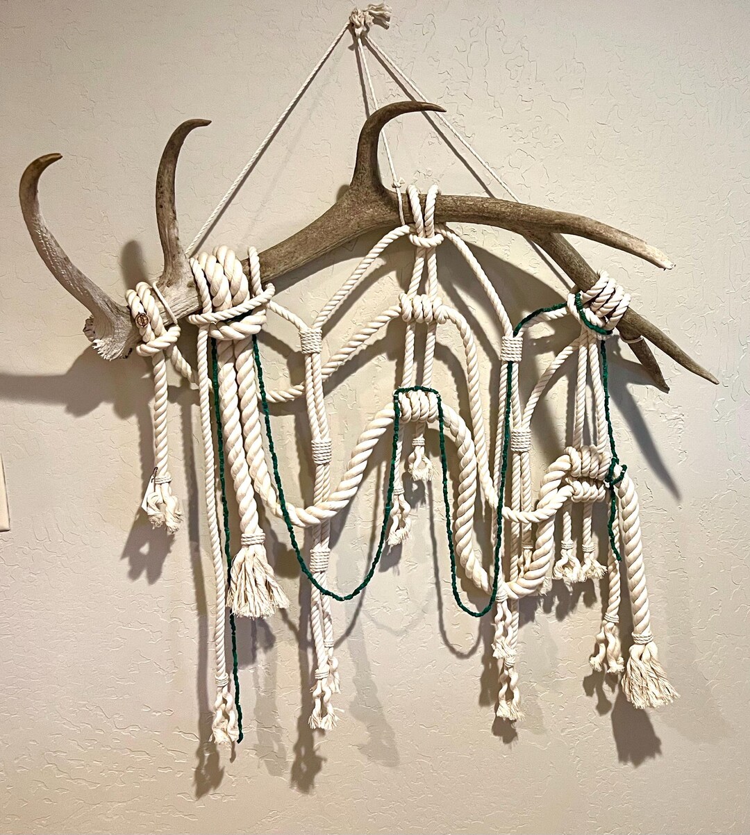 Elk Antler Macrame With Malachite Beads Massive - Etsy