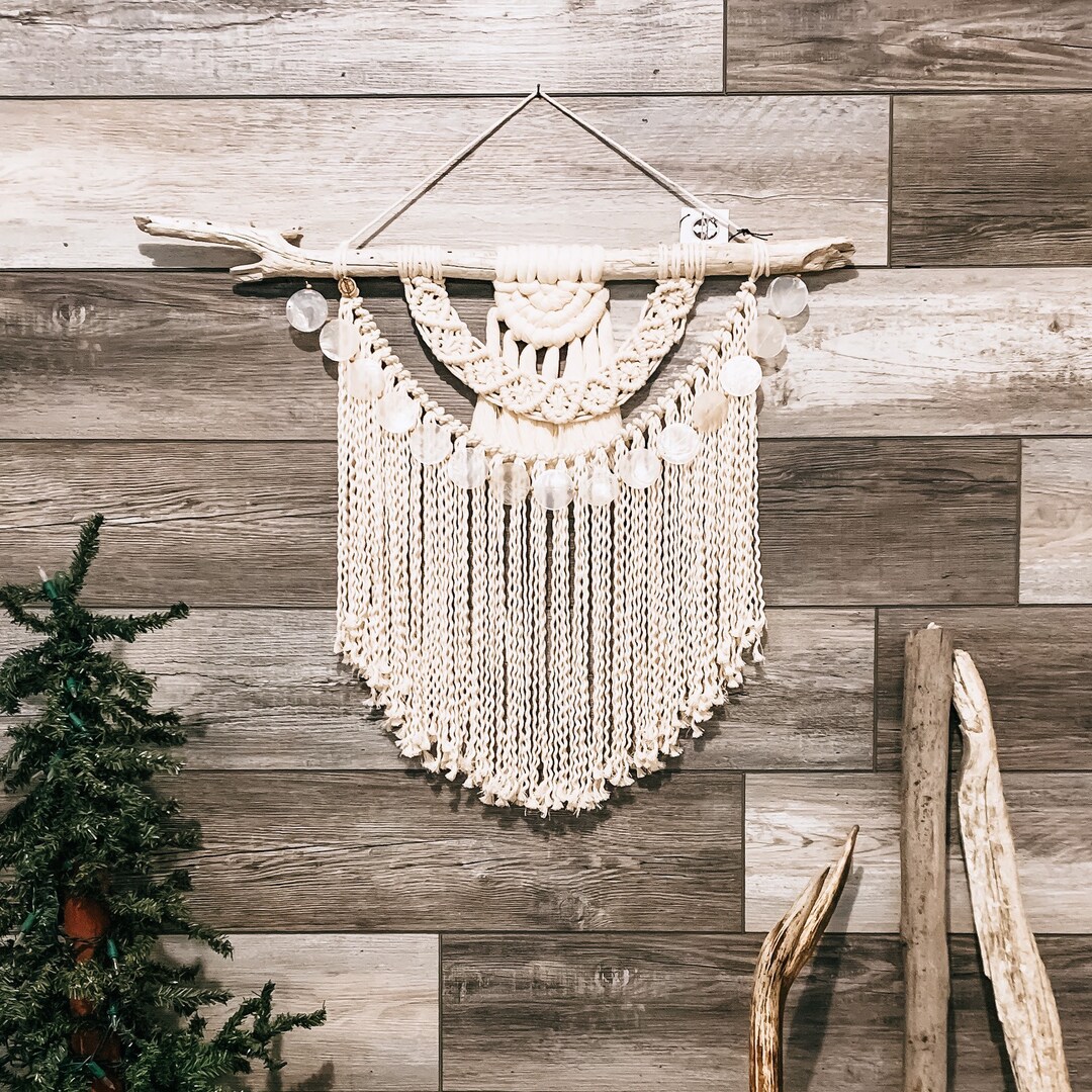 Ocean Macrame Wall Art Seashell Inspired Cotton Cord Capiz Unique ...