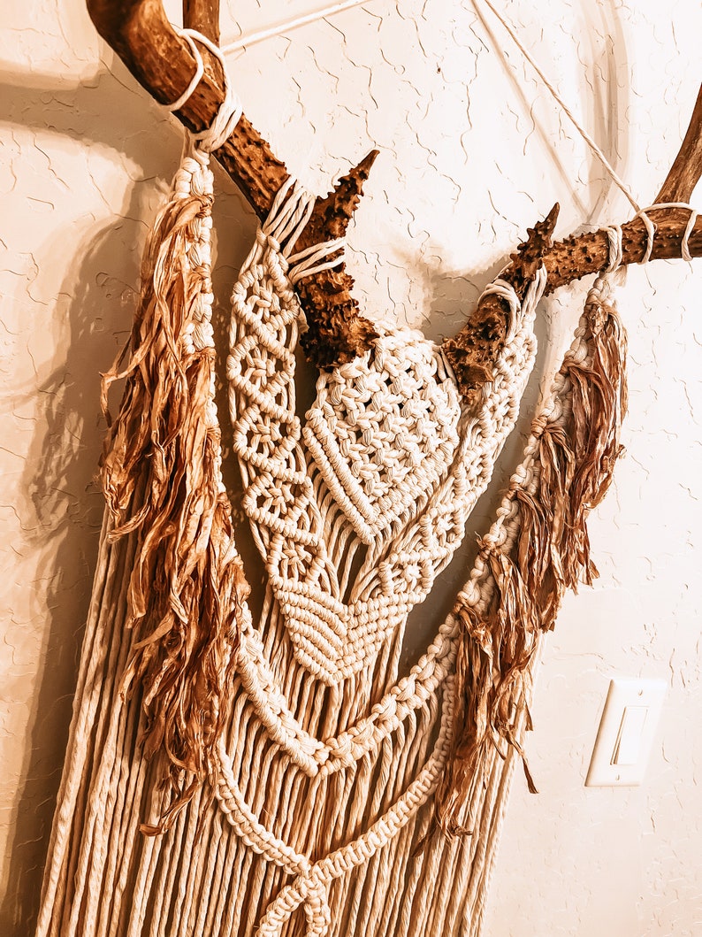 Antler Mount Macrame Wallhanging Unique - Etsy