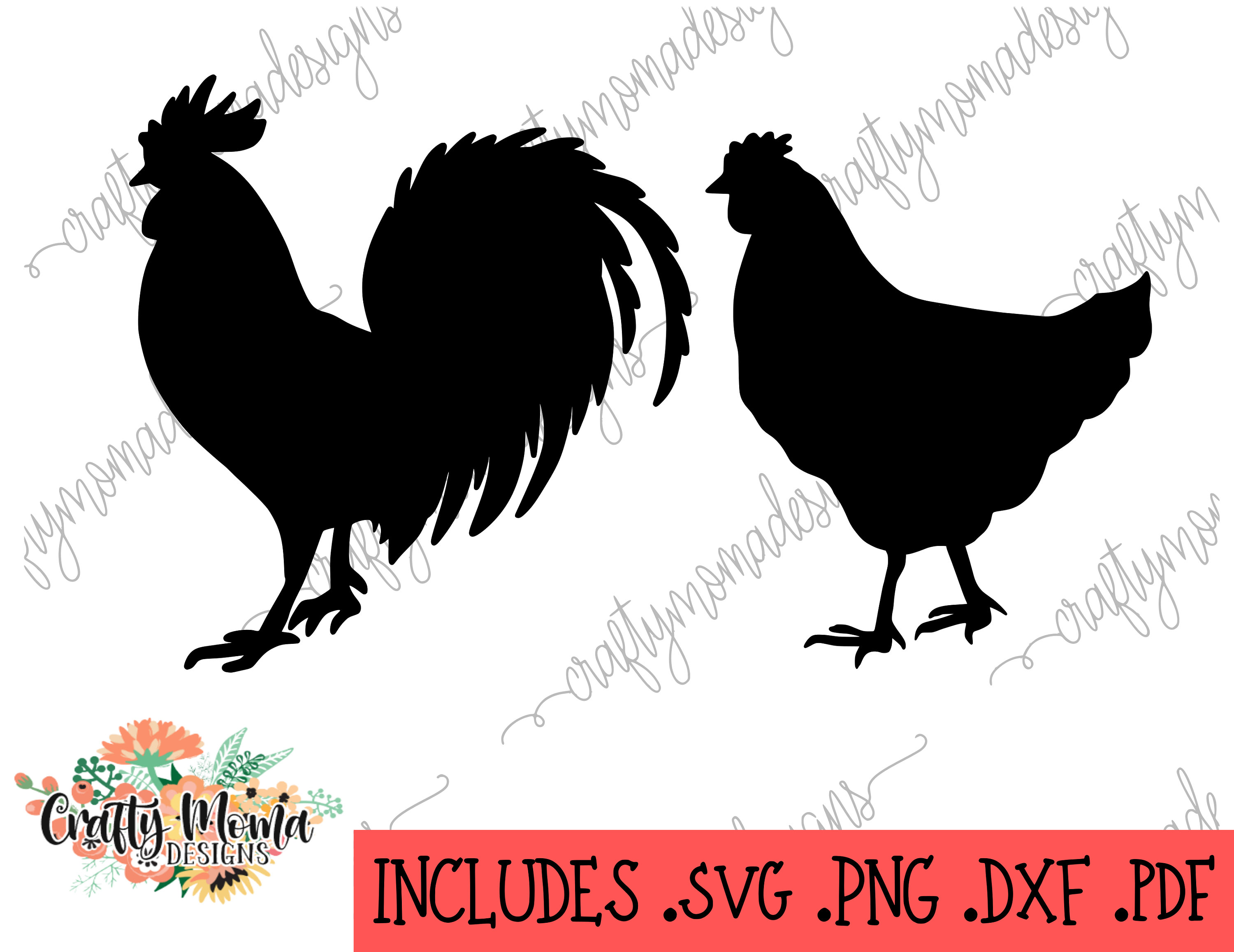 Hen and Rooster SVG | Chicken SVG PNG | Digital Download | Chicken ...