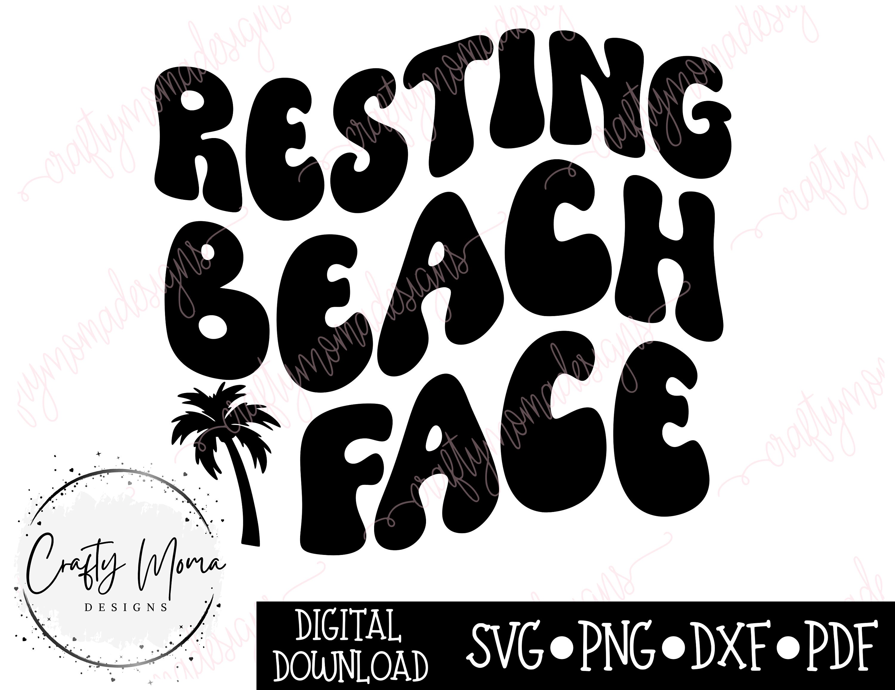Resting Beach Face SVG | Funny Beach SVG | Retro Font Beach Shirt PNG ...