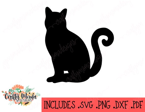 Black Cat Silhouette SVG PNG Cat Outline Halloween Kitty - Etsy