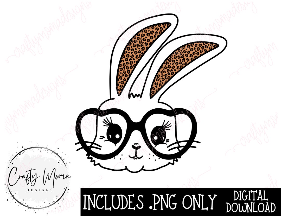 Leopard Bunny With Glasses PNG | Bunny Sublimation Design | Leopard ...