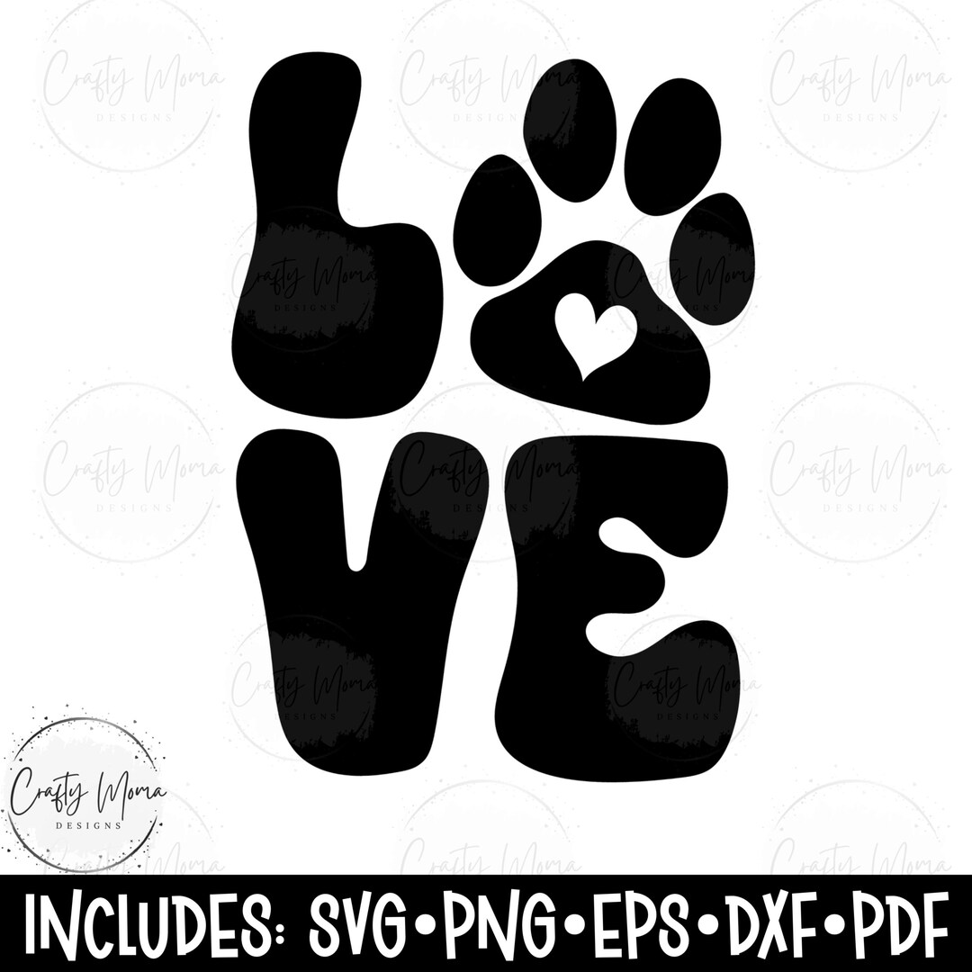 Paw Print SVG | Love My Dog Svg | Heart Print Paw | Dog Lover PNG ...