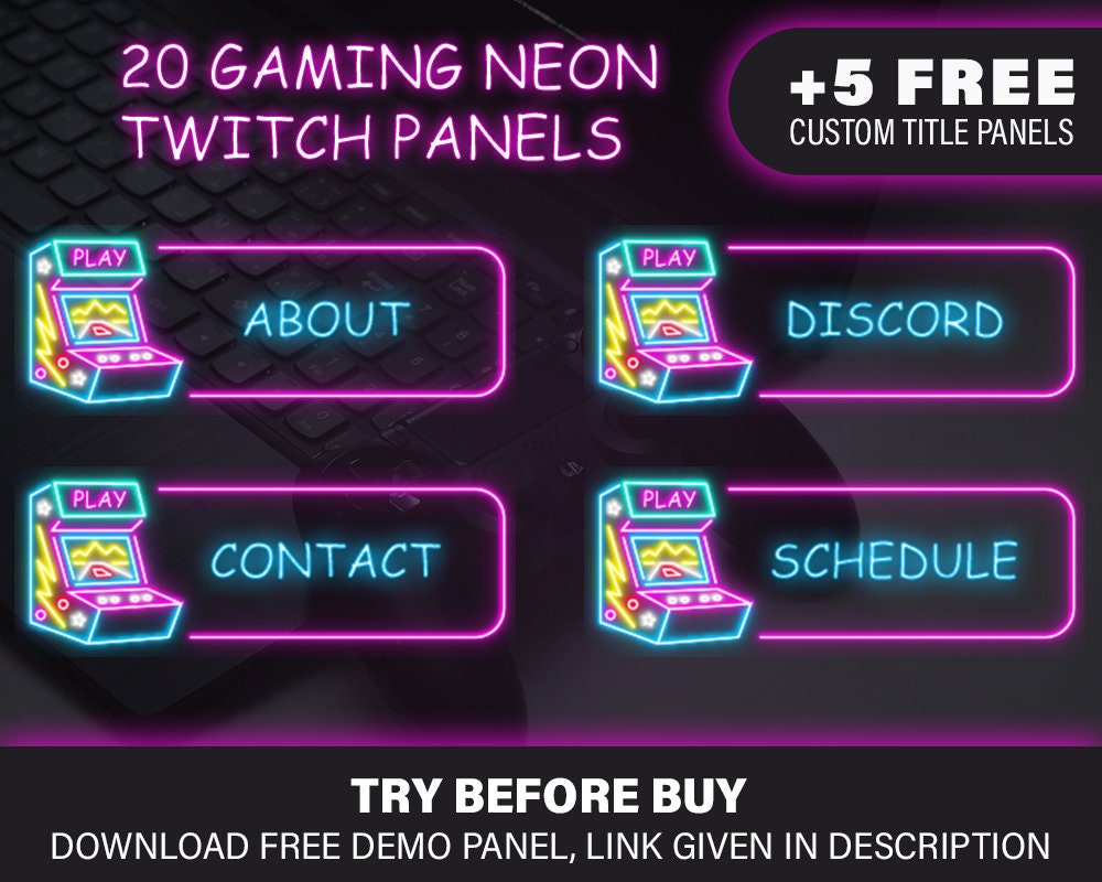 Twitch Panels Neon 20 Neon Gaming Twitch Panels Twitch - Etsy UK