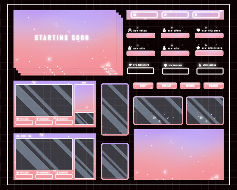 Twitch Overlay Package Animated Magic Triangle Particles | Etsy