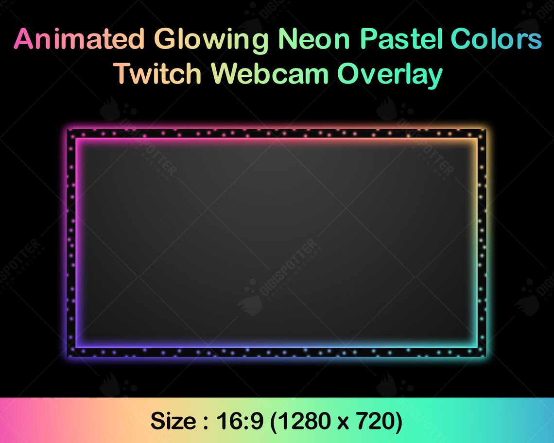 Twitch Webcam Overlay Animated Glowing Neon Pastel Colors | Etsy