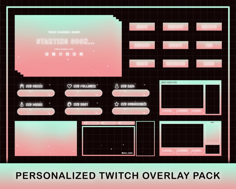 Custom Twitch Overlay Package Pastel Magic Particles Twitch Streaming ...