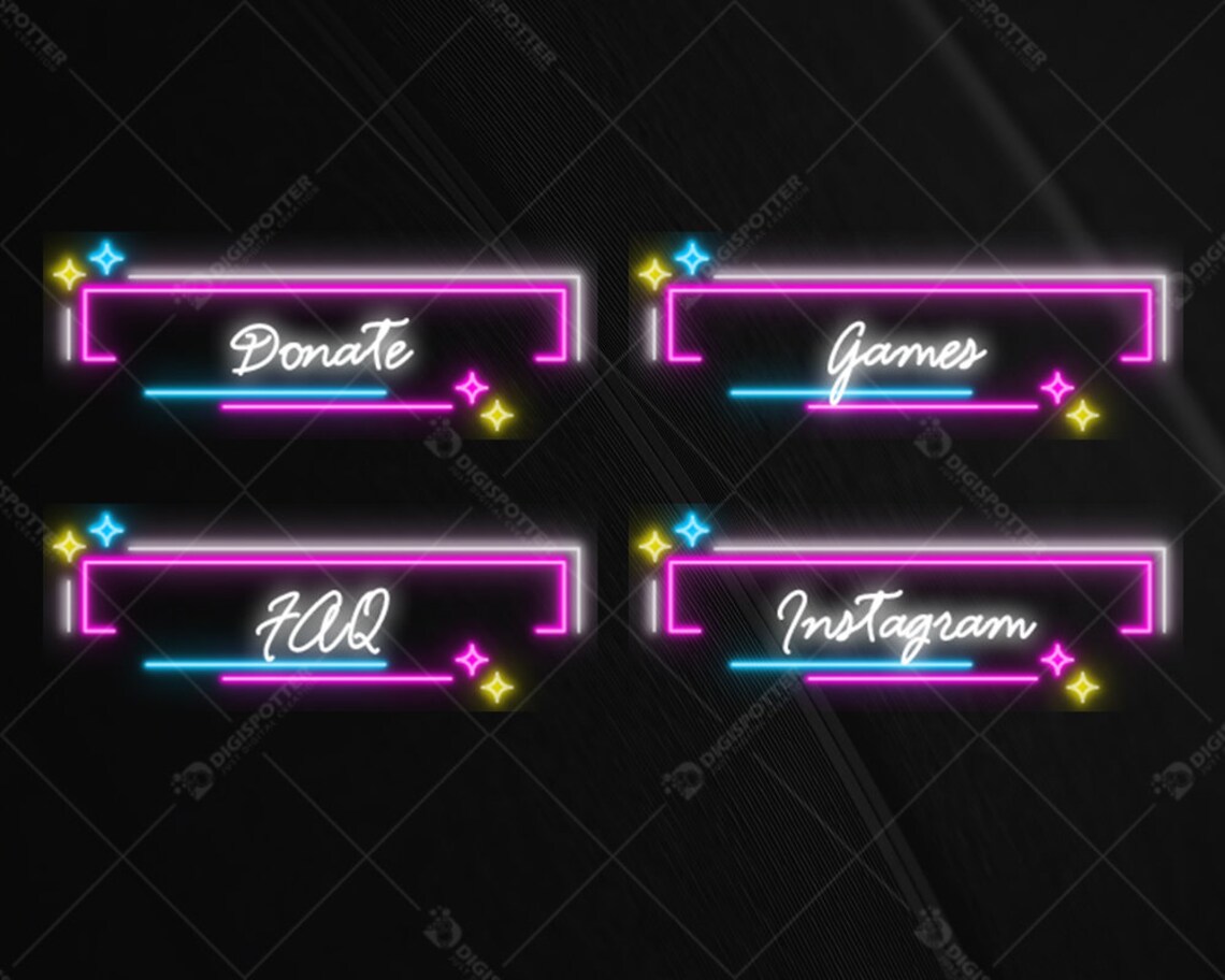 Twitch Panels Neon Star & Line Art 20x 5 Custom Twitch | Etsy