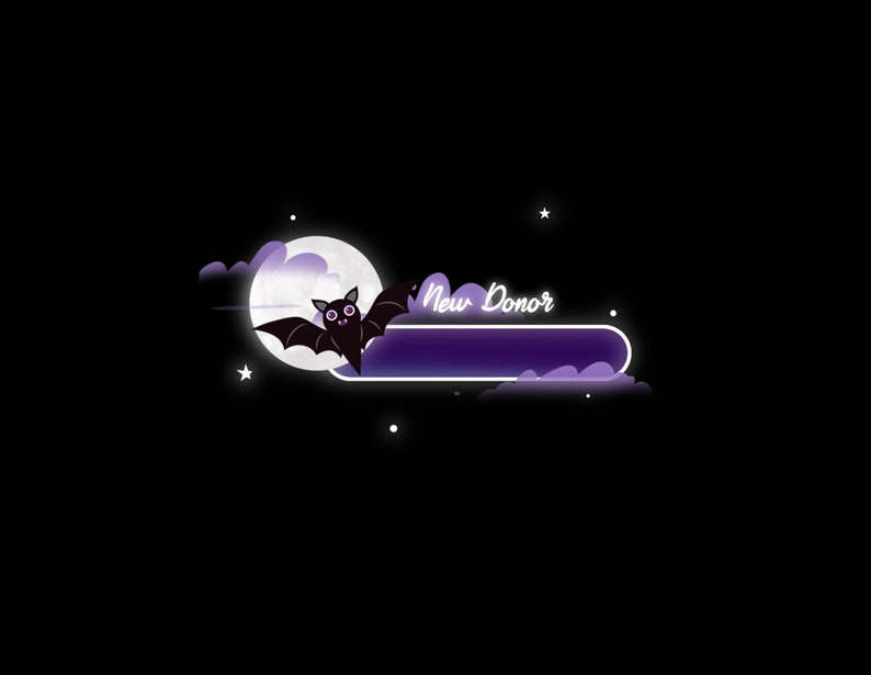 Twitch Alerts Animated Cute Bat and Moon Twitch Streaming - Etsy