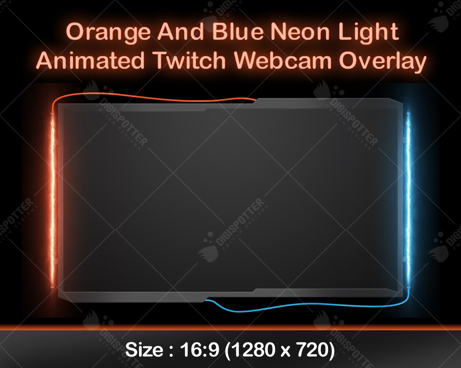 Webcam Overlay Twitch Animated Facecam Overlay Orange and | Etsy