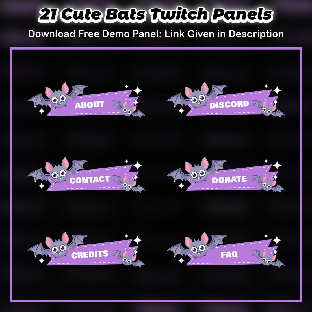 Halloween Vampire Bats Twitch Panels - 21x Spooky Bats Streaming Purple Twitch Panels - Etsy