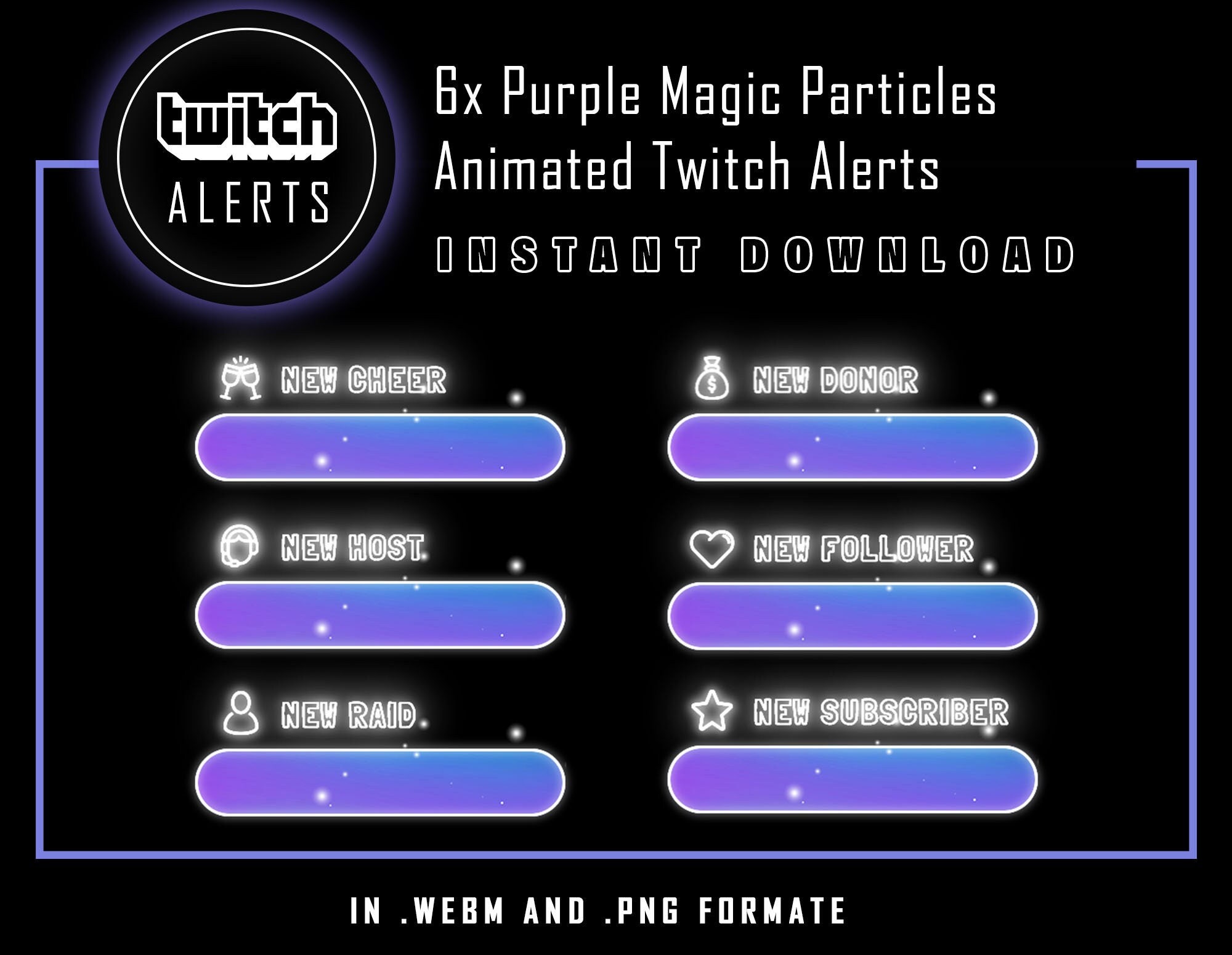 Alertas de Twitch animadas: partículas mágicas moradas Alertas de transmisión de Twitch - Etsy ...