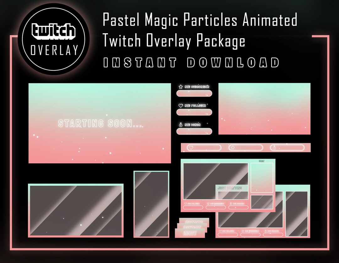 Pastel Magic Particles Twitch Overlay Package: Animated Scenes & Alerts ...