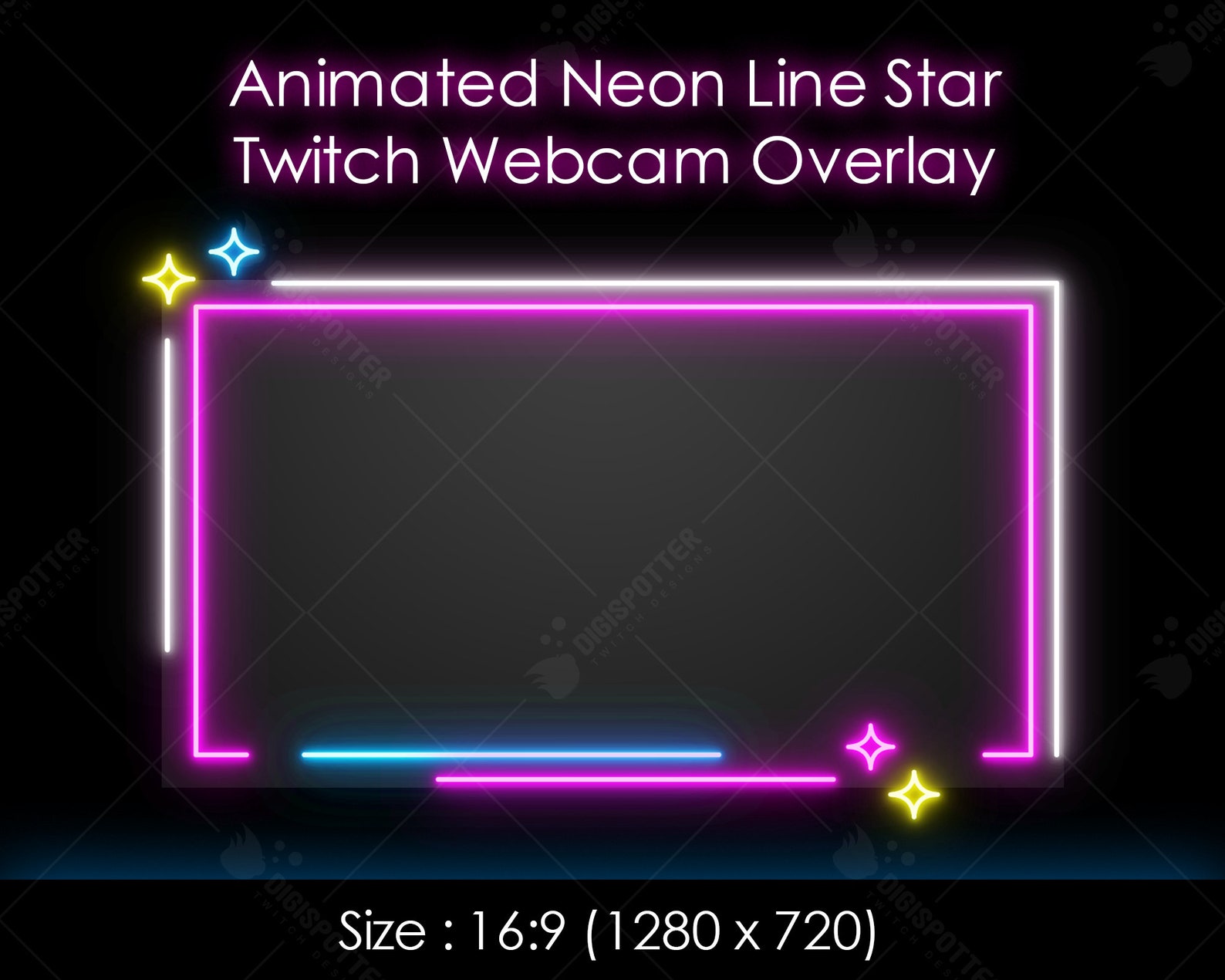 Twitch Webcam Overlay Animated Neon Line Star Facecam - Etsy