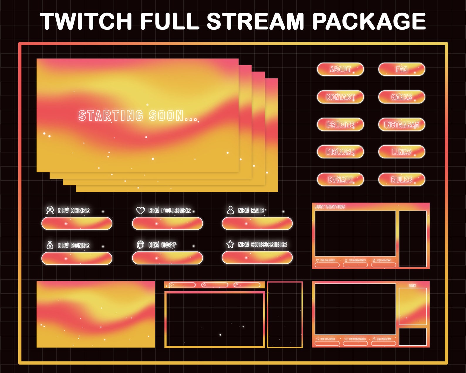 Twitch Overlay Package Orange Magic Particles Twitch | Etsy