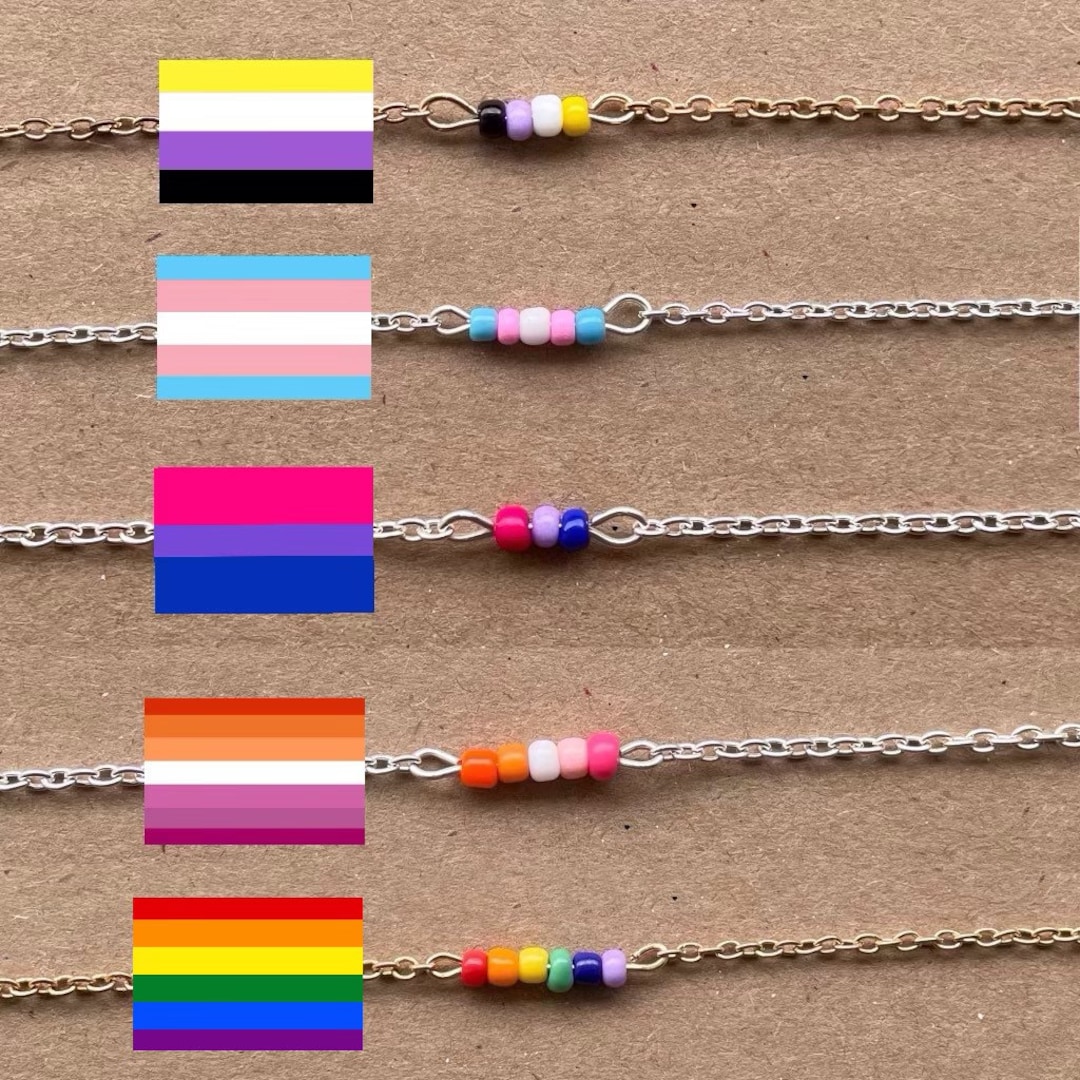 Pride Flag Necklace | Rainbow Pride Necklace - Etsy