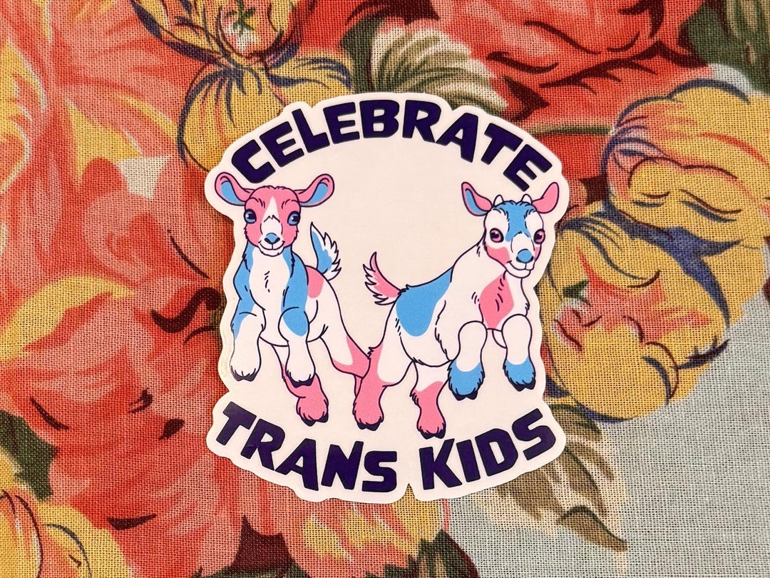 Celebrate Trans Kids Baby Goat Vinyl Stickers With Transparent ...