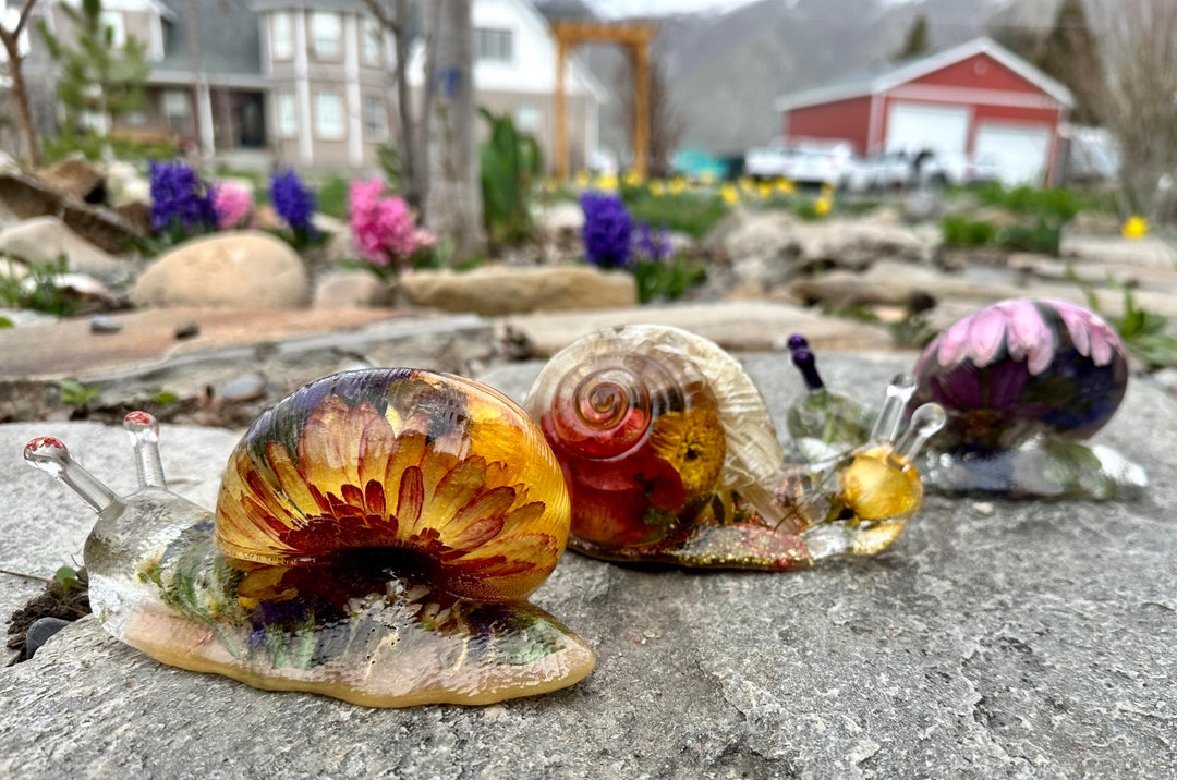 Custom Made to Order Resin Epoxy Snails With Real Preserved Flowers - Etsy