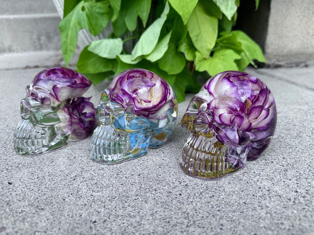 Epoxy Resin Skulls With Real Preserved Flowers - Etsy