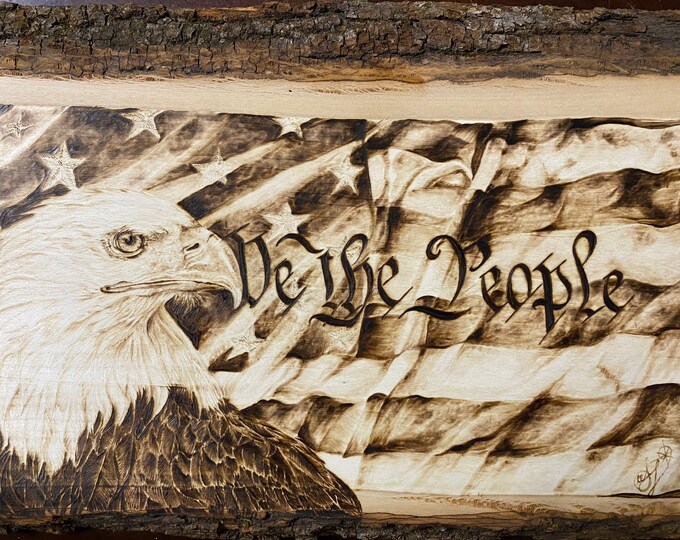 We the People, Pyrography Art With Flag and Bald Eagle. - Etsy