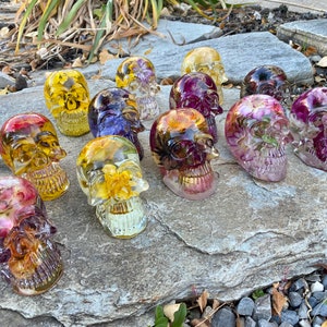 Custom Resin Skulls With Real Flowers. Roses, Carnations, Sunflowers ...