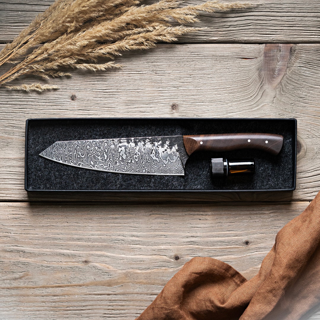 Chef Knife Damascus HAND FORGED Long Lasting Durable Edge Premium Wood ...