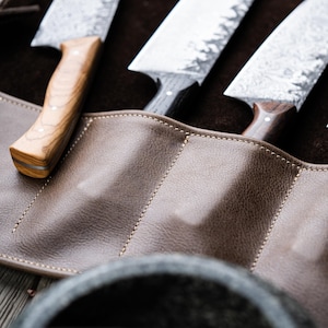 PREMIUM Leather Knife Roll • for 6 Knives • Personalized Gift • Fits ...