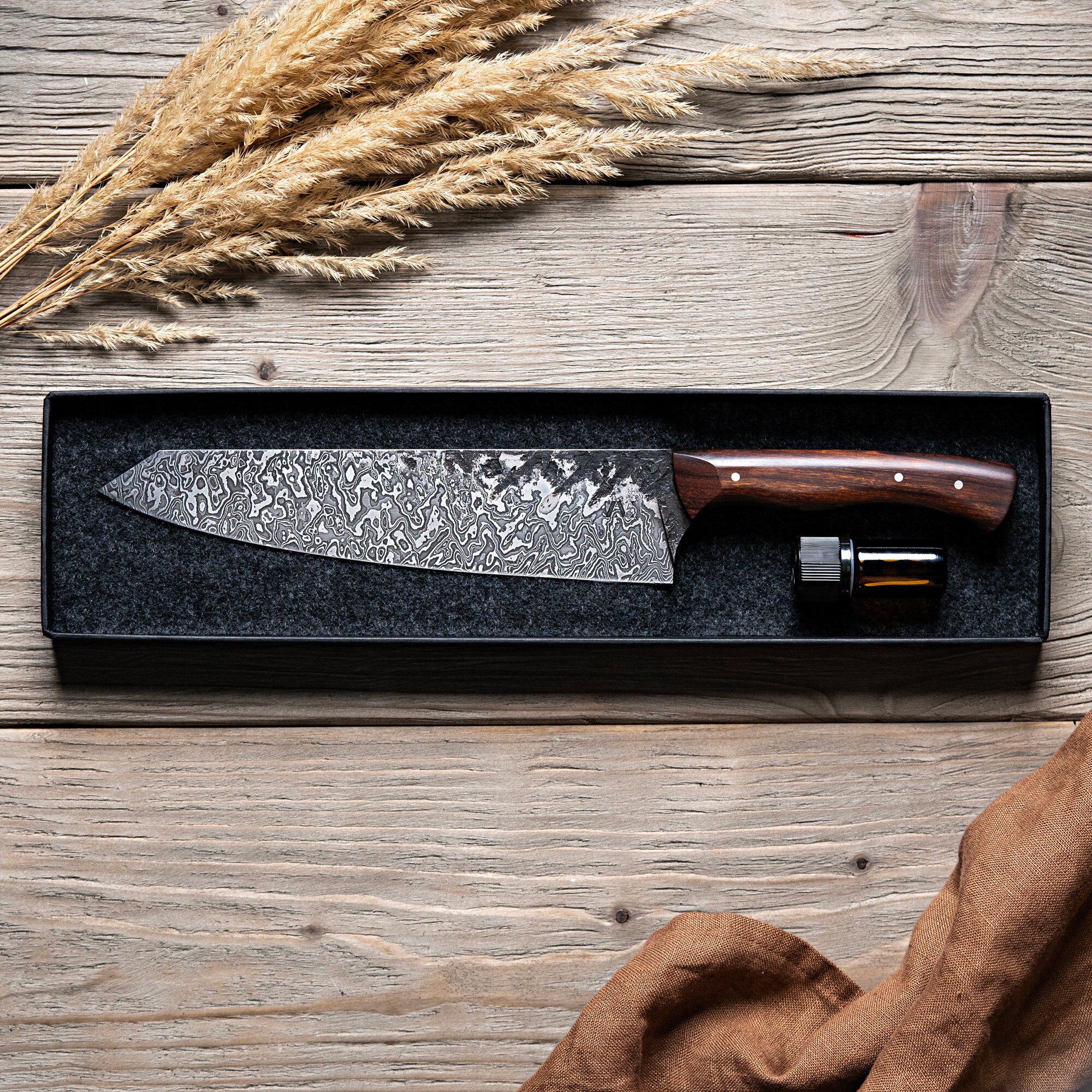 HAND FORGED Knife Damascus Steel Long Lasting Durable Edge Premium Wood ...