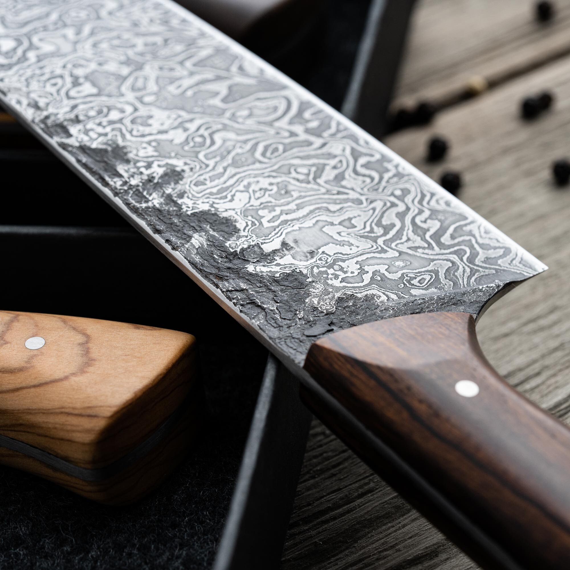 Chef Knife Damascus HAND FORGED Long Lasting Durable Edge Premium Wood ...