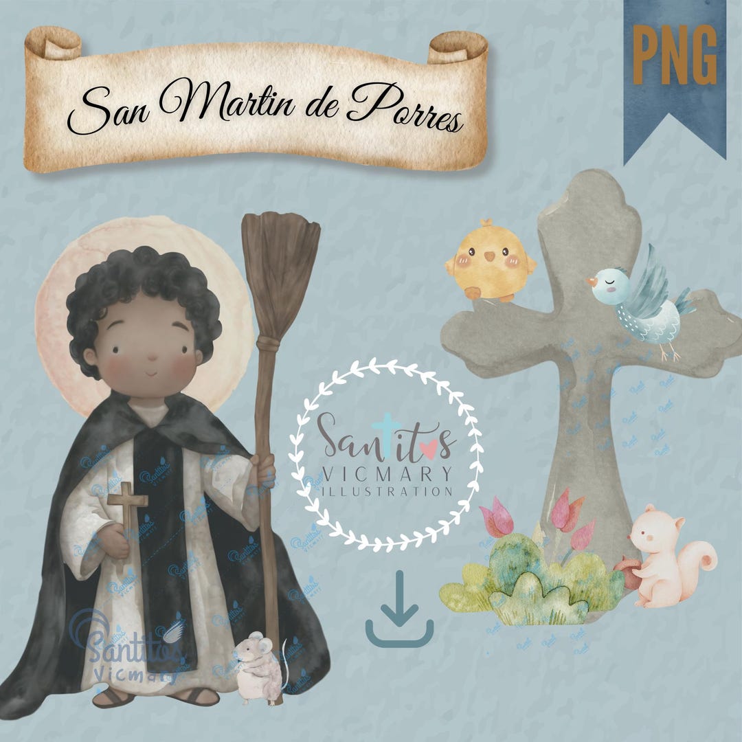 Saint Martin De Porres Watercolor Illustration Downloadable PNG ...