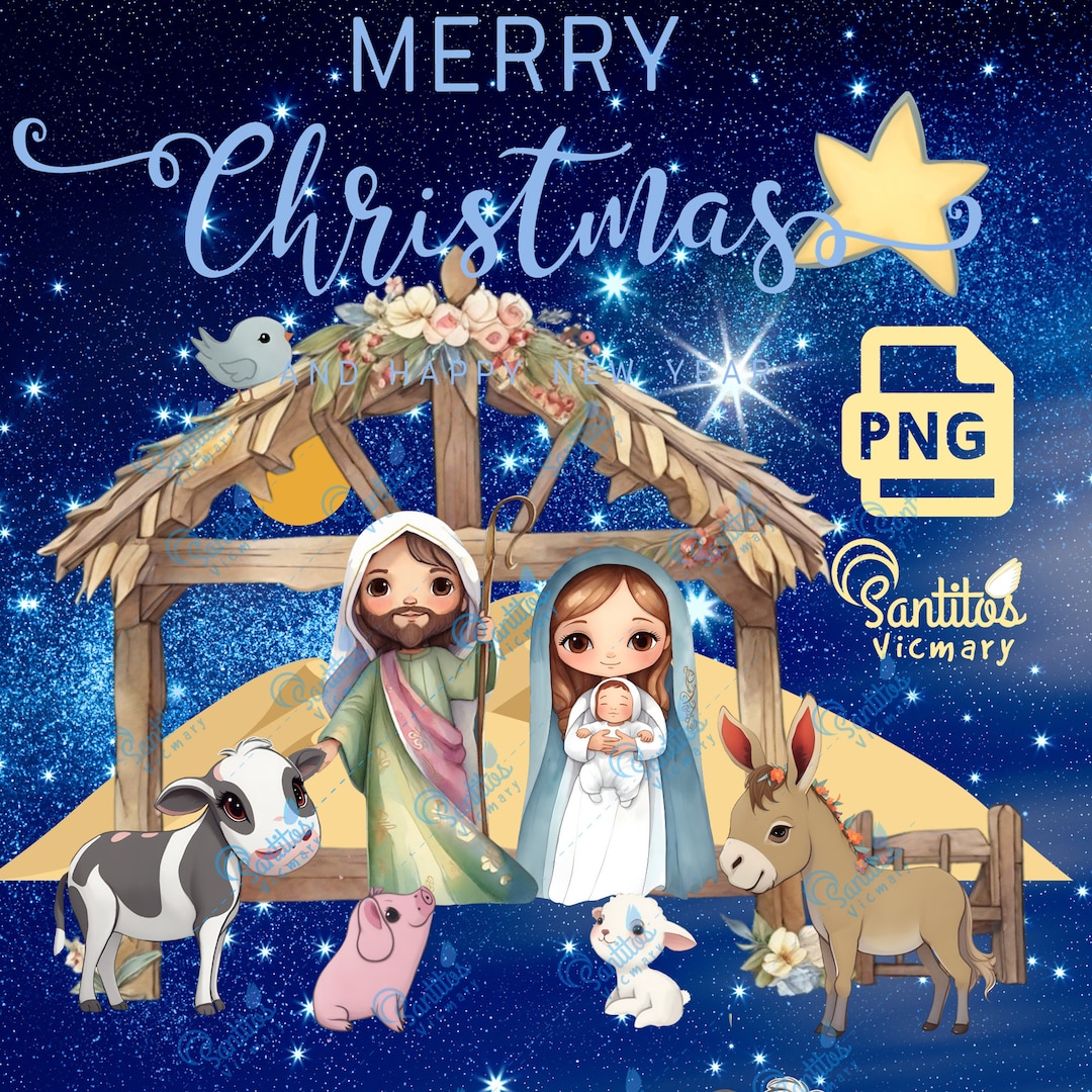 Digital Nativity Scene Clipart Set - Create Magical Christmas Cards ...