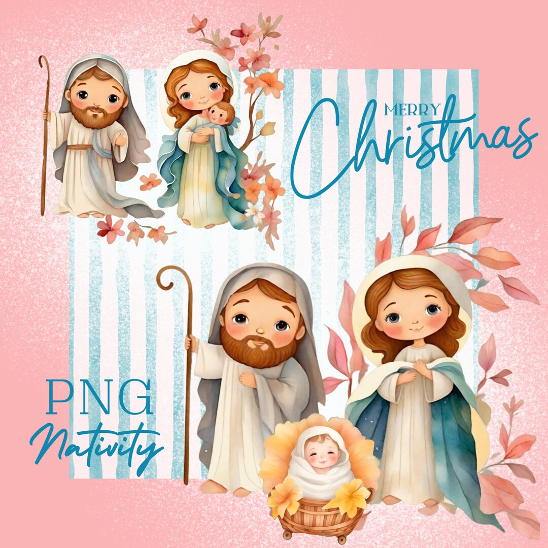 Scene Nativity Watercolor, Belen Crafts, Digital Download, Christmas ...