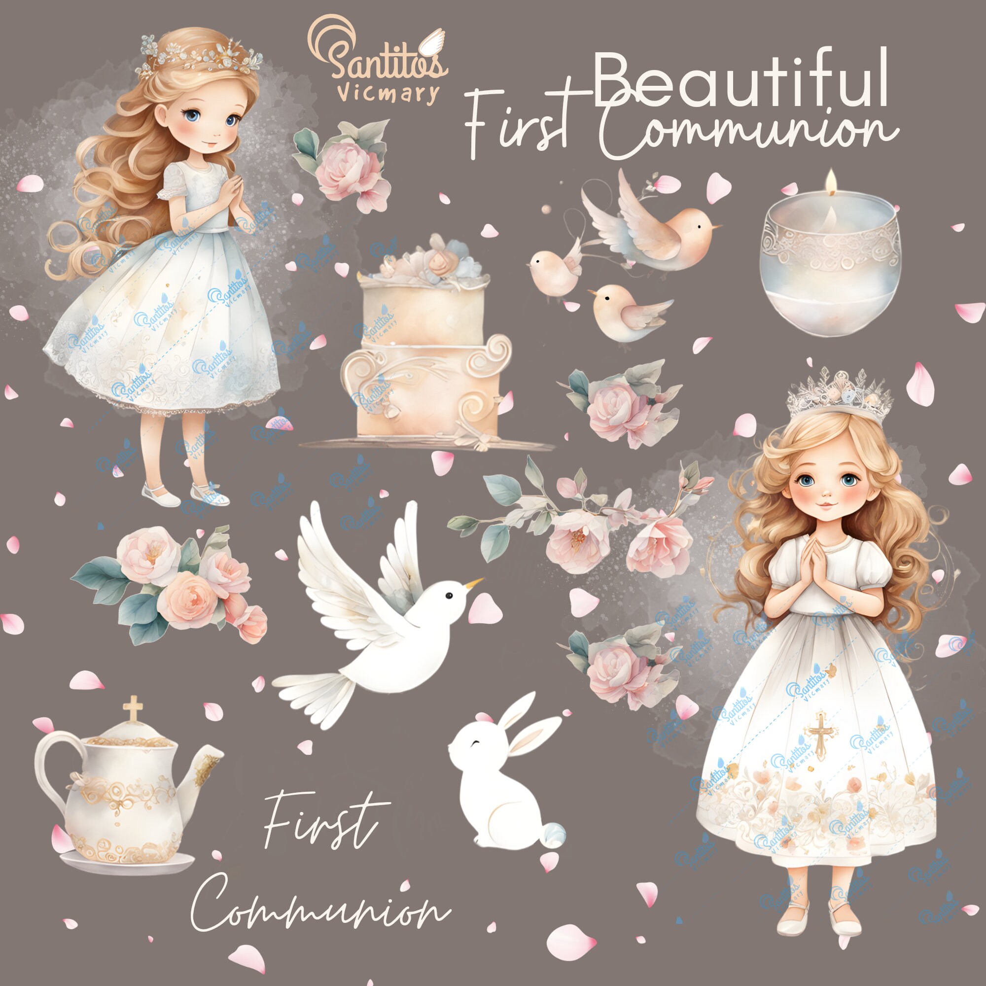 First Communion Girls and Accessories Set Downloadable - Etsy