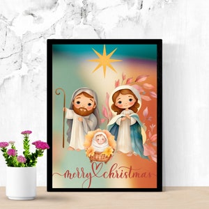Scene Nativity Watercolor, Belen Crafts, Digital Download, Christmas ...