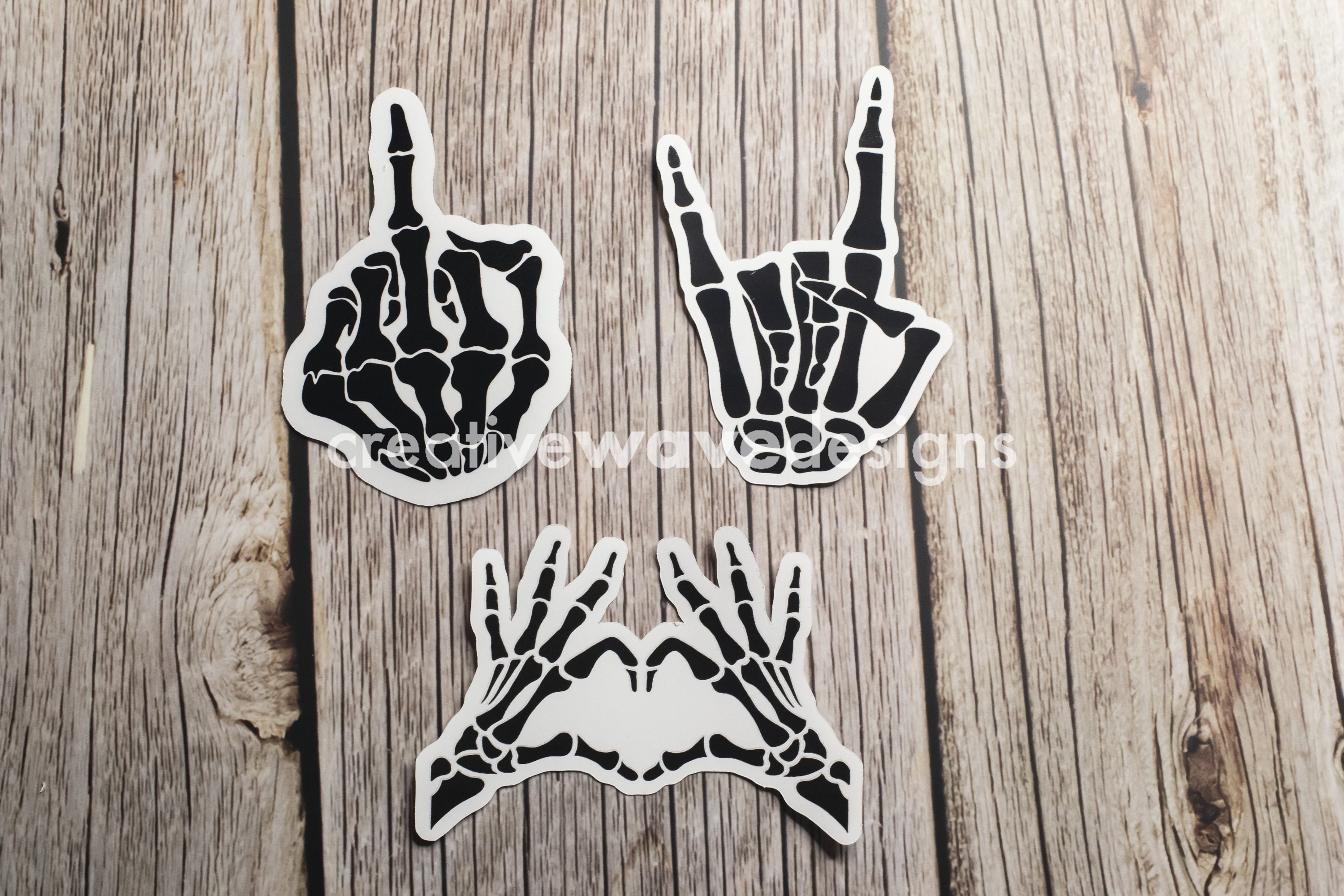 Skeleton Hand Middle Finger Heart and Metal Hands Sticker by - Etsy