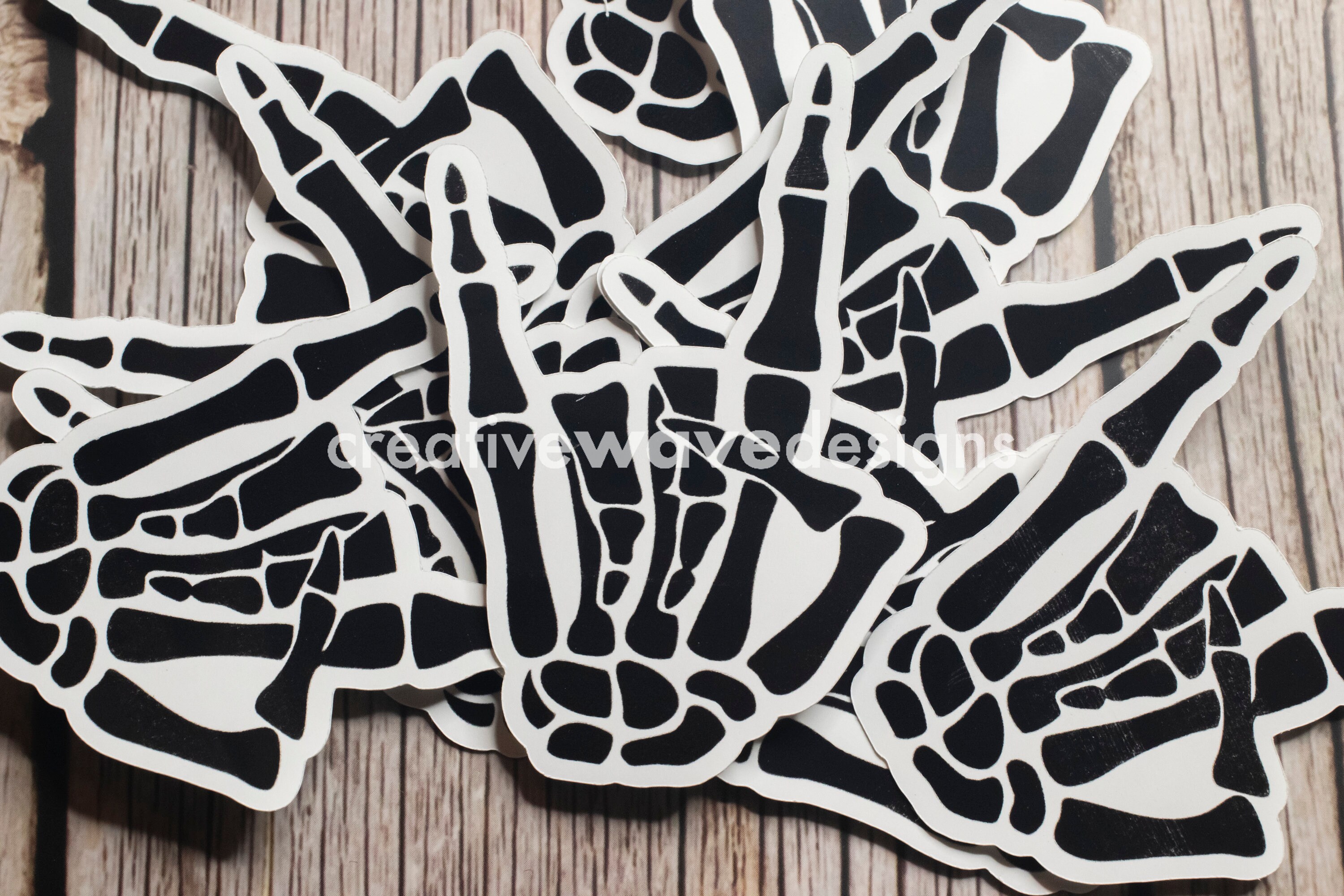Skeleton Hand Middle Finger Heart and Metal Hands Sticker by - Etsy