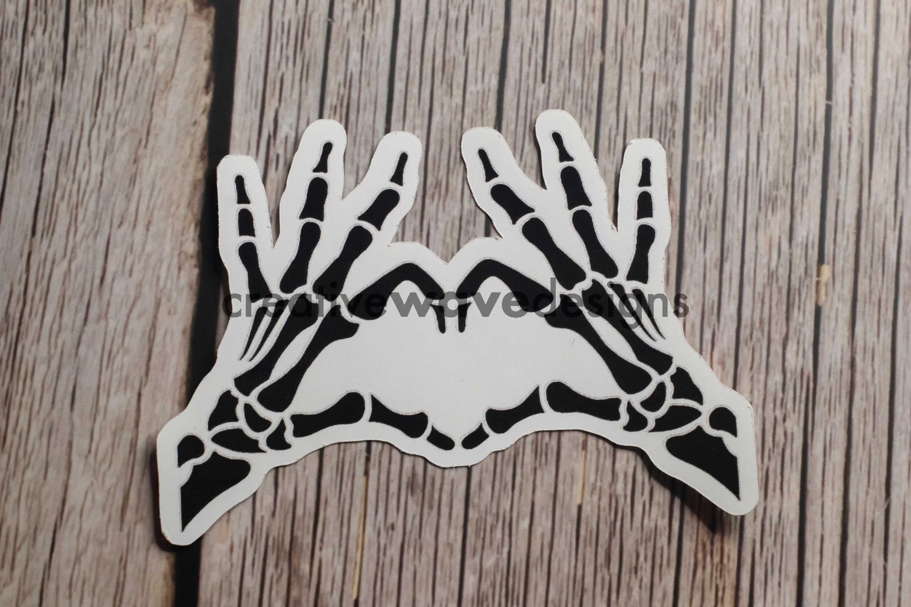 Skeleton Hand Middle Finger Heart and Metal Hands Sticker by - Etsy