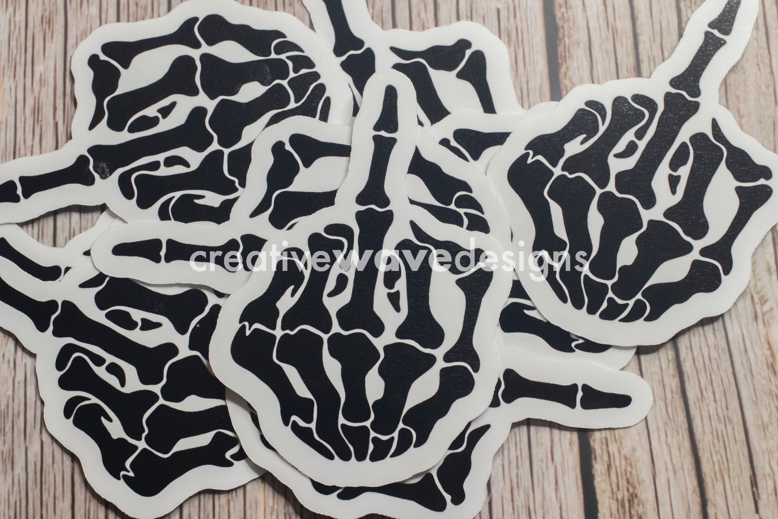 Skeleton Hand Middle Finger Heart and Metal Hands Sticker by - Etsy