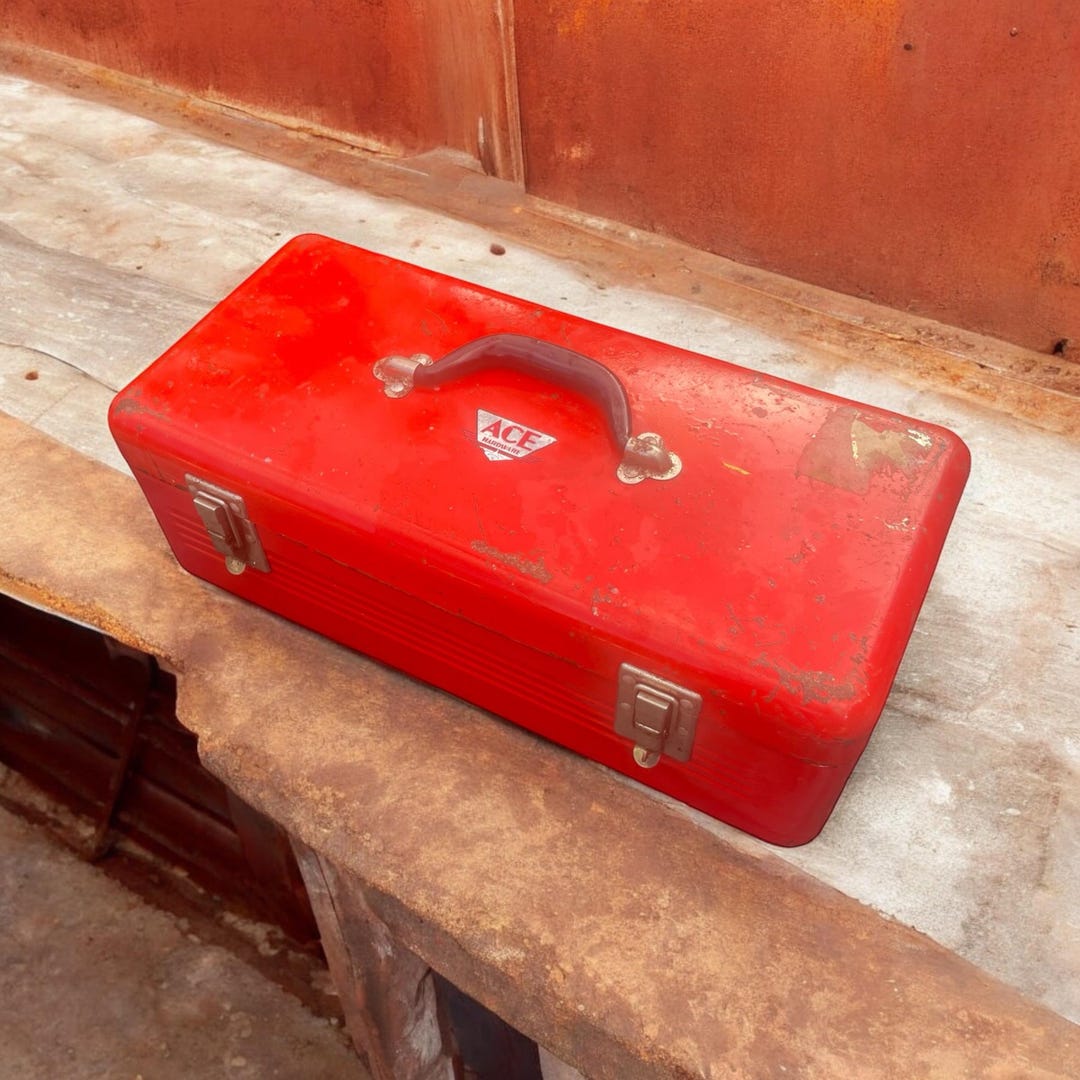 Vintage Ace Hardware Red Metal Tool Box With Handle - Etsy