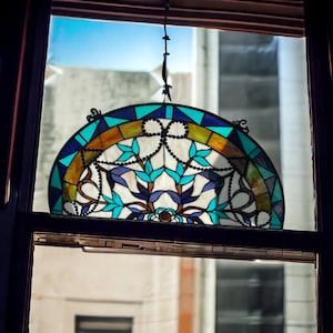 Hand Made Stained Glass Half Arch Window - Etsy