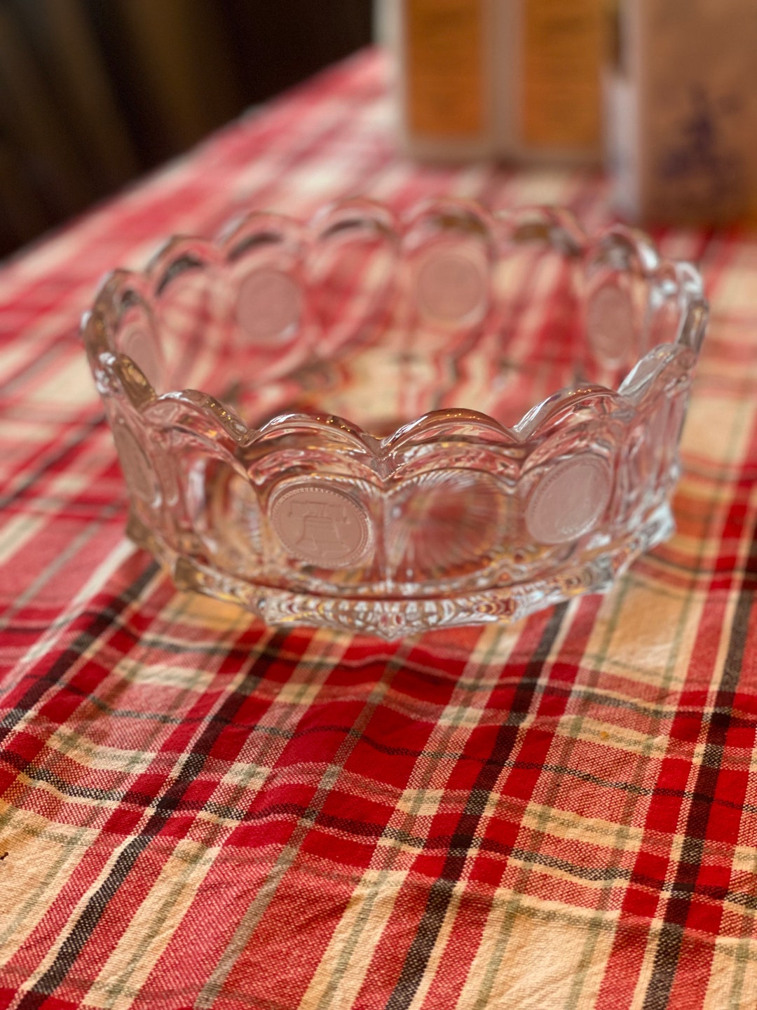 Fostoria Coin Glass Bowl Clear 1977 Avon 91st Anniversary 7 1/4 X 3 3/4 ...