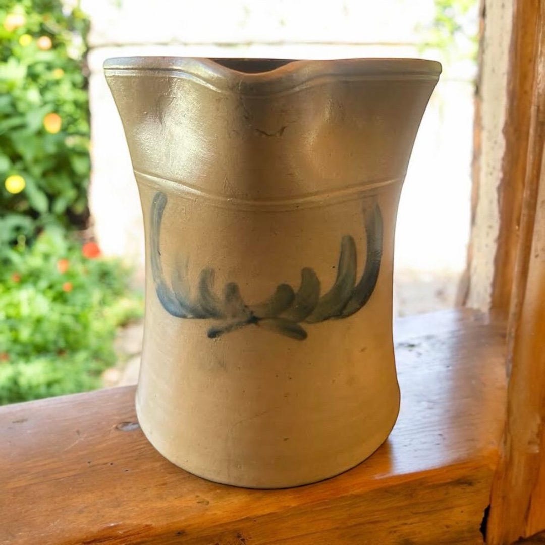 Nathan Clark Jr Pottery Antique Water Pitcher Made Between 1850-1875 ...